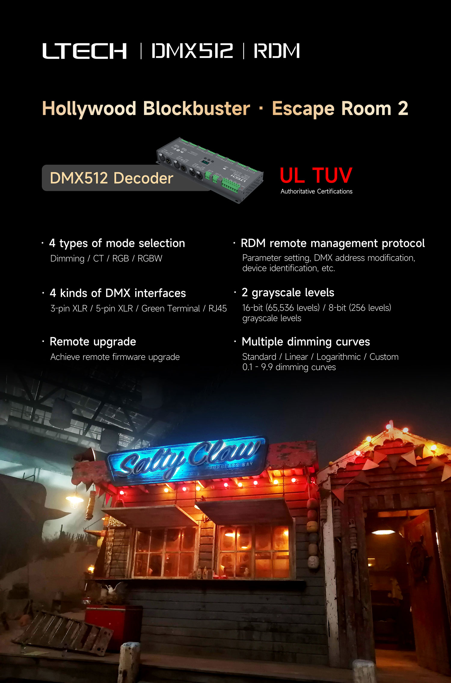 LTECH DMX512 Case | Hollywood blockbuster "Escape Room 2" the technical code after the light and ...